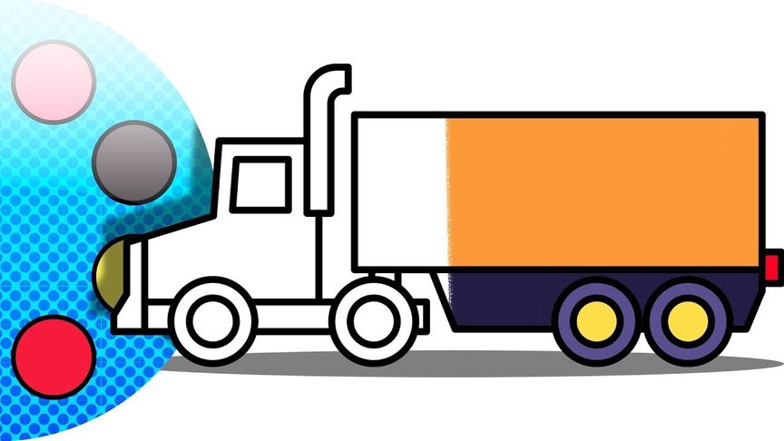 儿童简笔画卡通一笔画大卡车