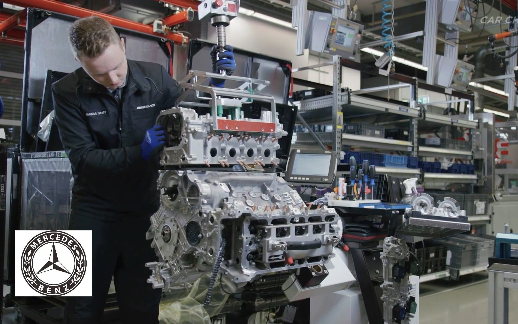 参观奔驰AMG V8双涡轮增压发动机德国生产车间ߔ