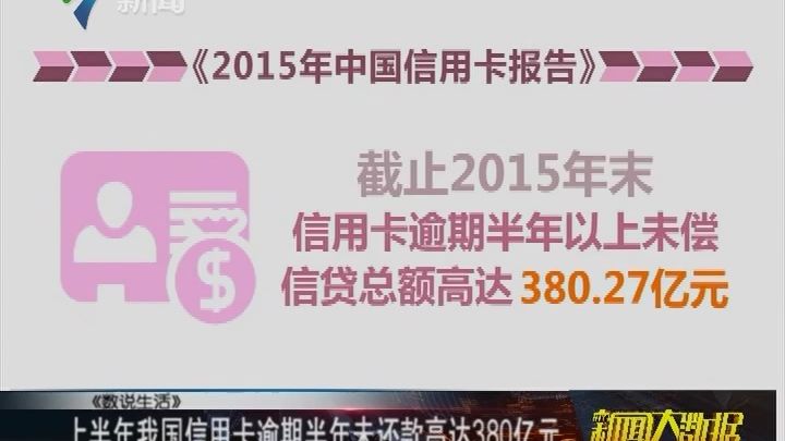 上半年我国信用卡逾期半年未还款高达380亿元