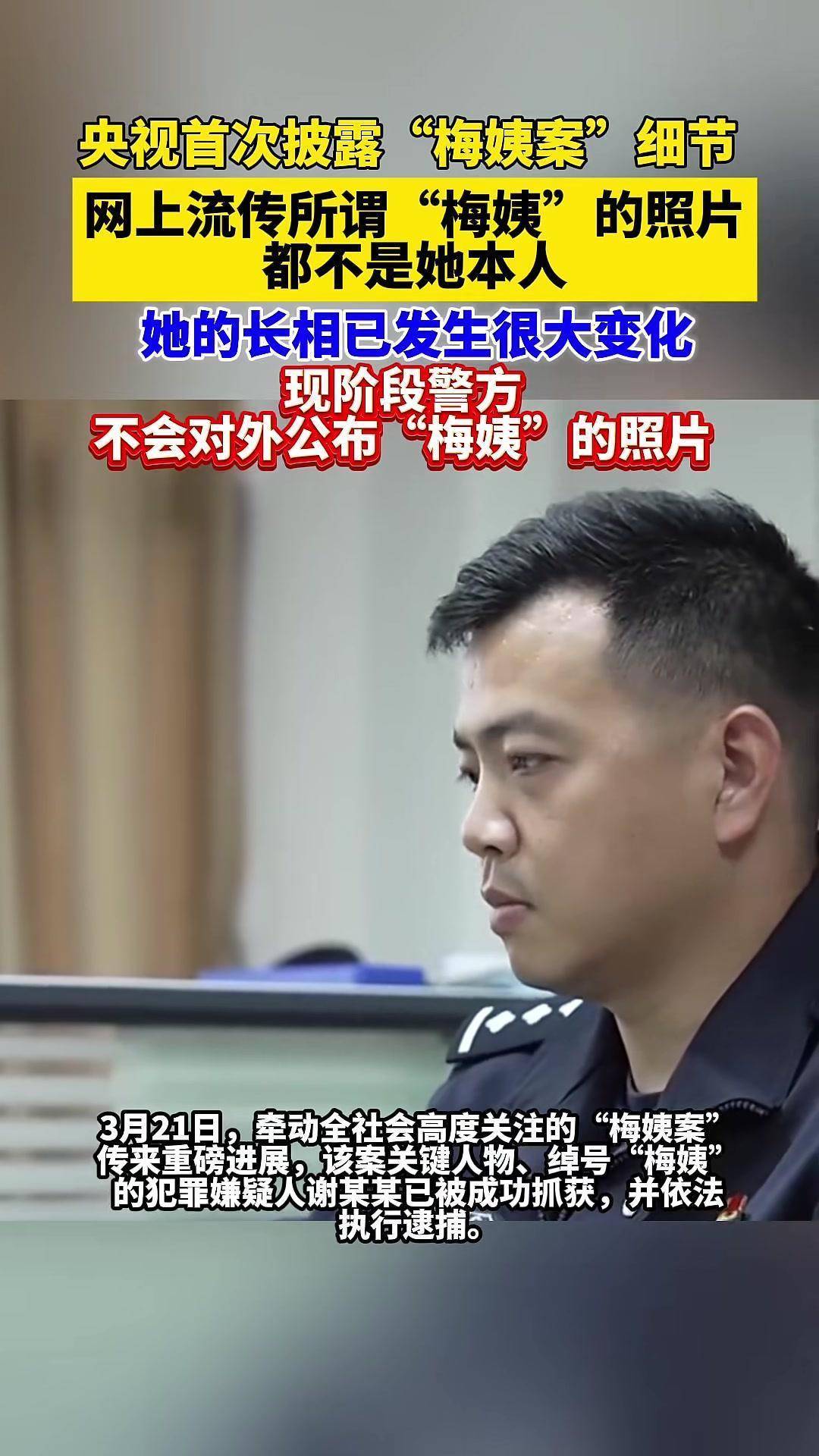 央视首次披露"梅姨案"细节:网上流传所谓"梅姨"的照片都不是她本人,现阶段警方不会公布照片(央视新闻)