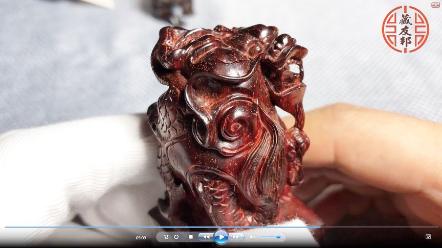 湘派名师纯手工打胚精雕小叶紫檀龙柱印章视频全程曝光!