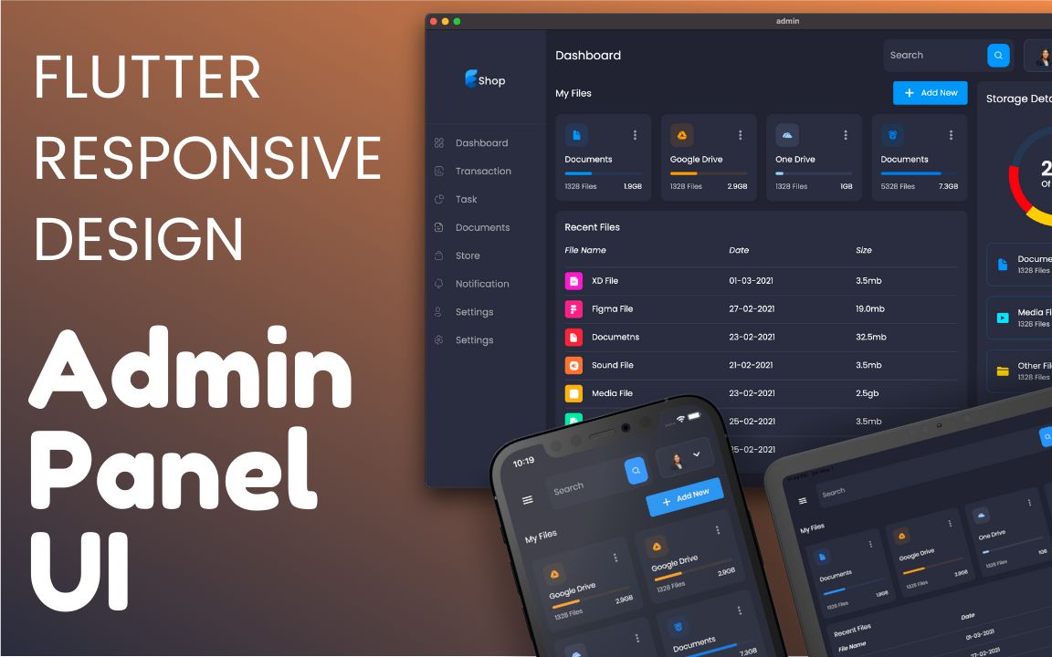 Flutter UI制作管理面板或者仪表盘