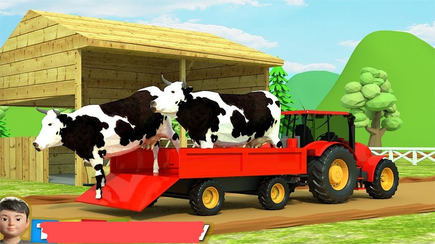 工程车队接到一个大工程 修建农场的房子 儿童动画 工程车动画片