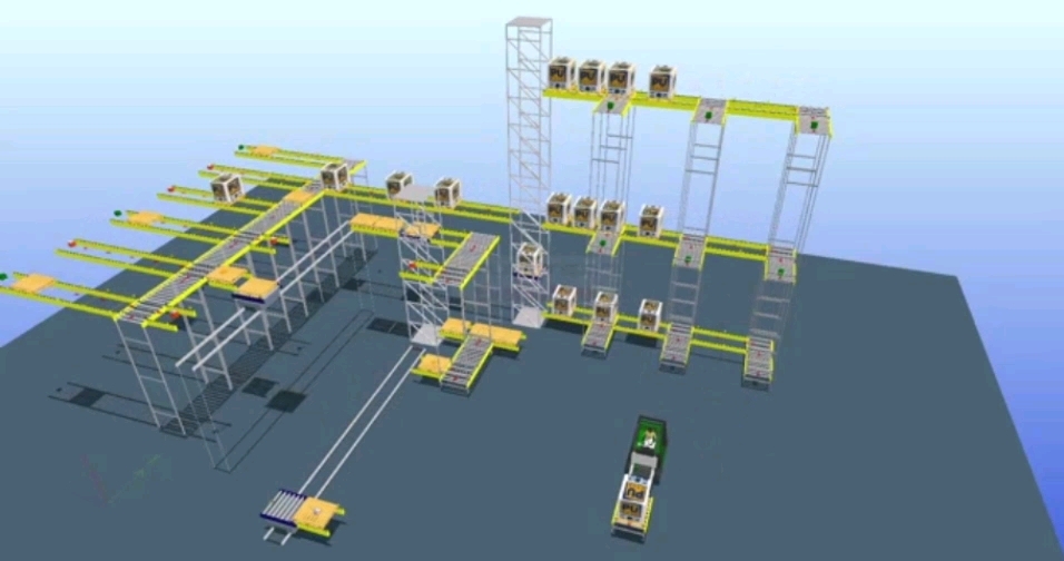 智能仓储自动化立体仓库自动化工作动画演示