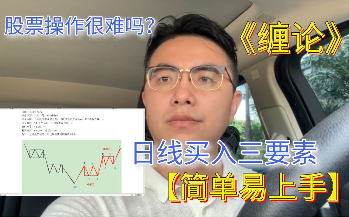 股票操作很难吗?缠论日线买入三要素【简单易上手】