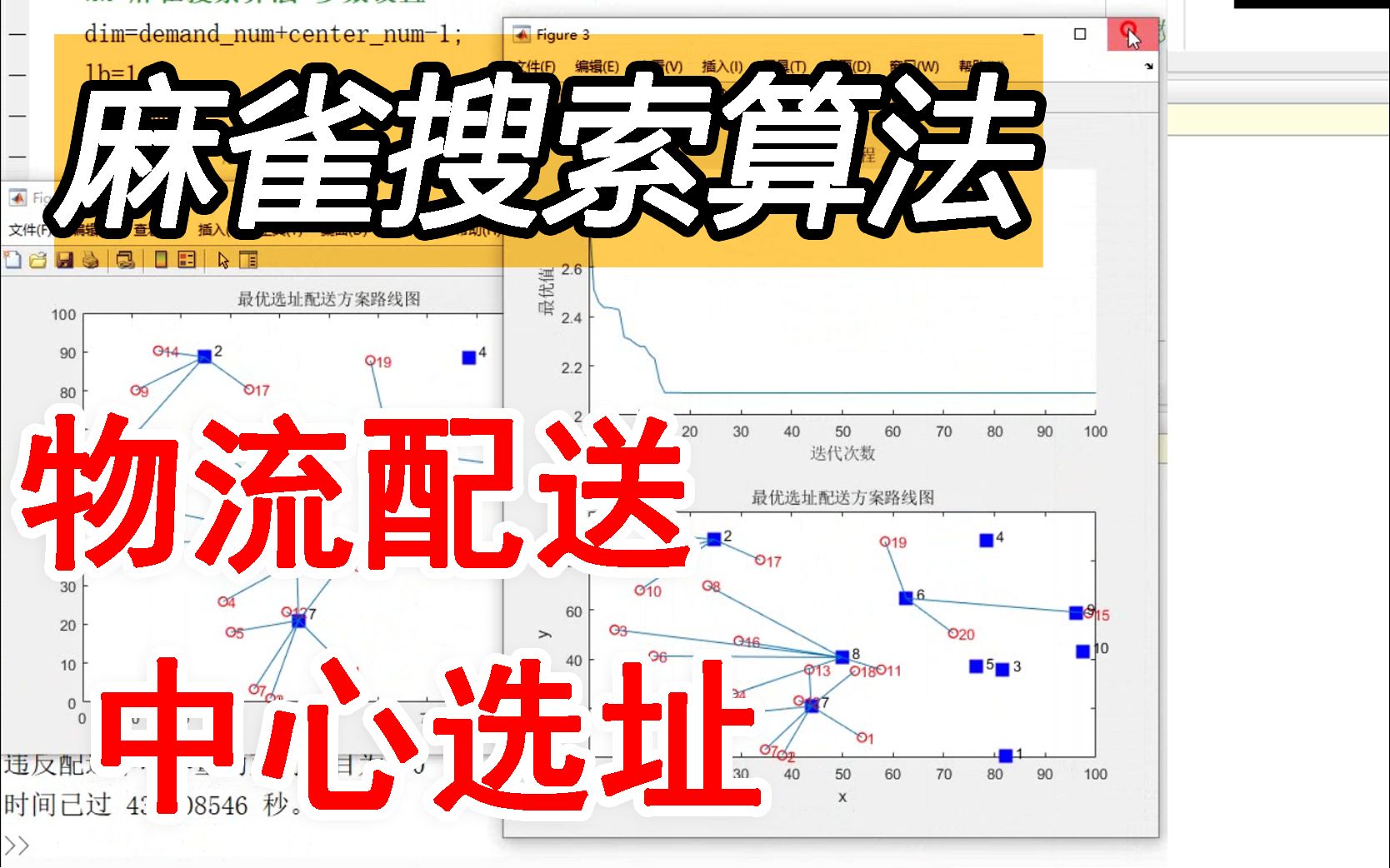MATLAB麻雀搜索算法求解物流配送中心选址问题优化实例