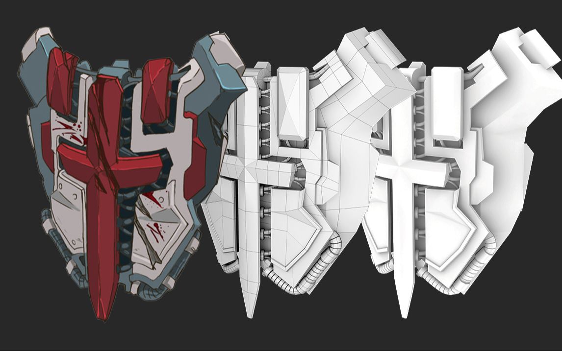 【Maya建模】机械硬表面“盾牌”模型建模,硬表面机械建模案例讲解