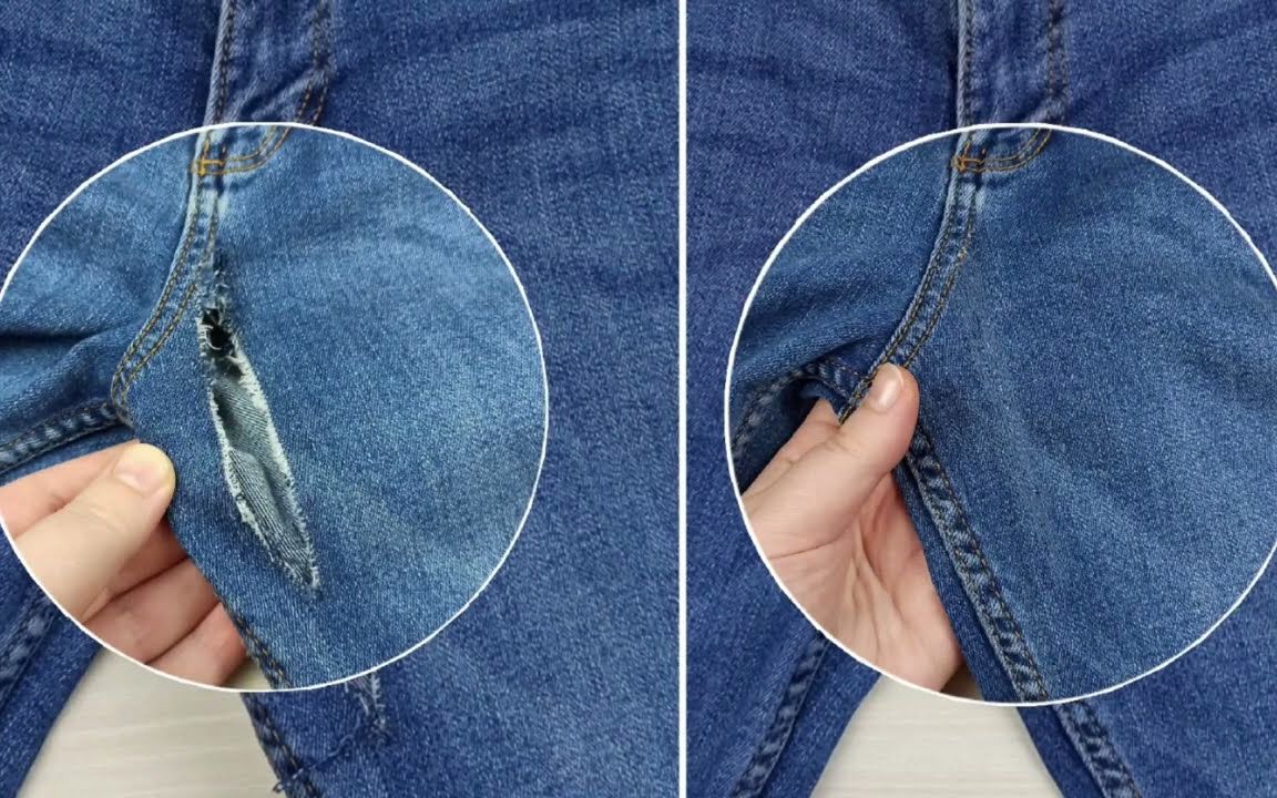 牛仔裤破了千万别扔,试试这种方式,无痕修补超自然