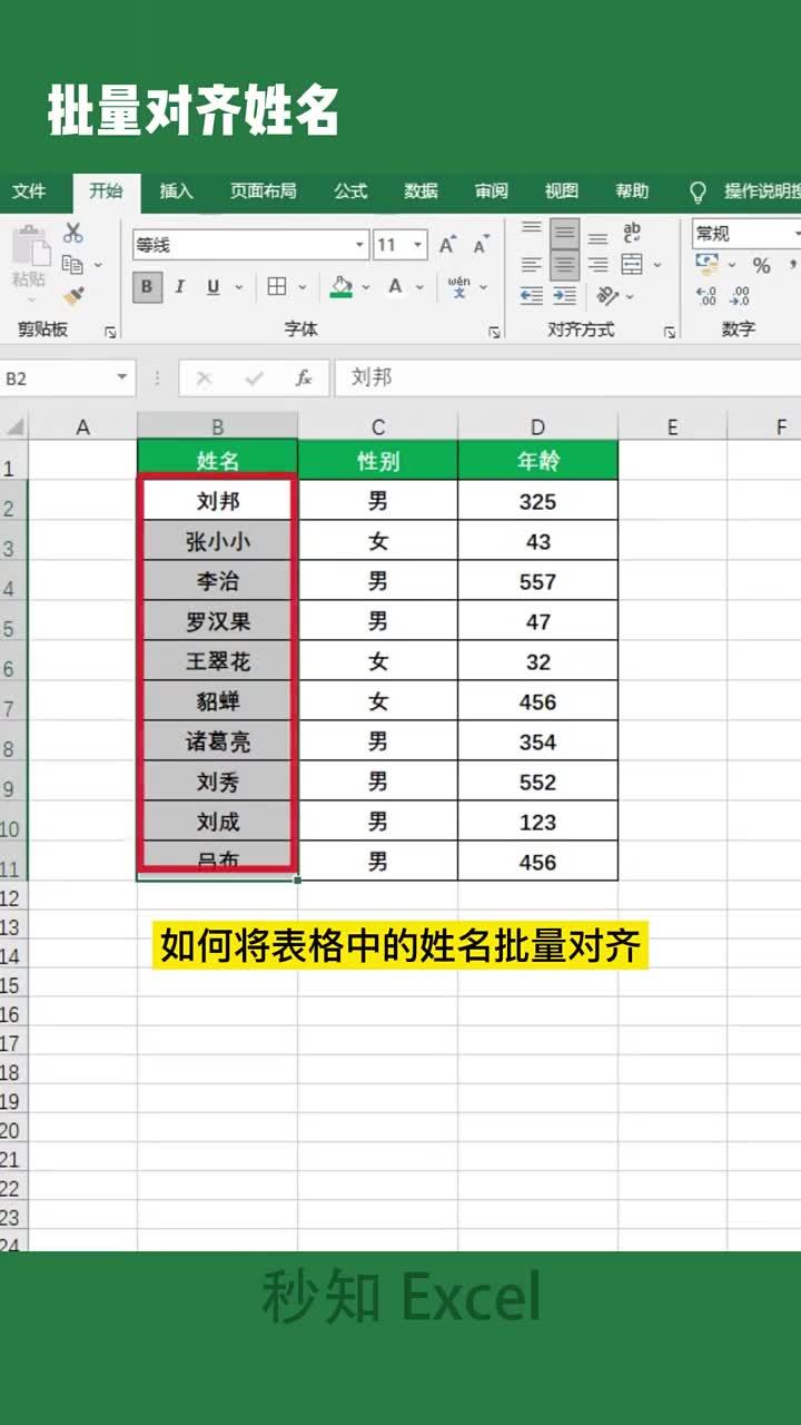 Excel高手如何快速对齐姓名