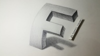 素描3D立体画详细视频教程系列之弯曲的字母F