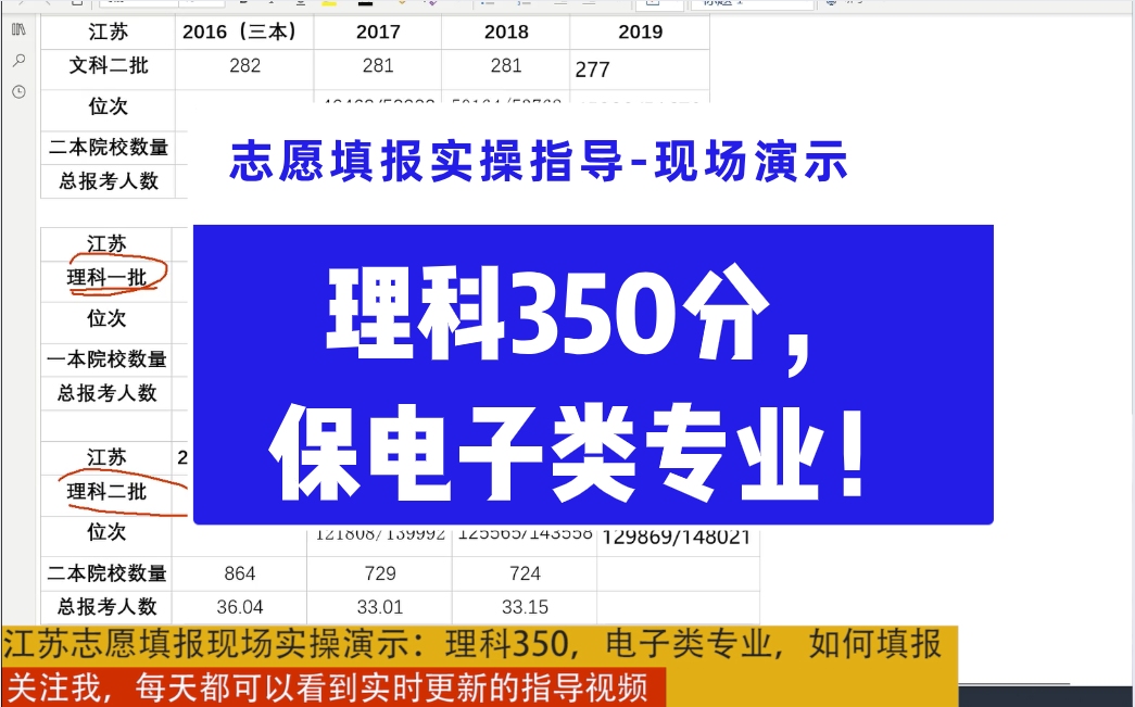 理科350,保电子类专业,志愿咋填?附志愿填报现场演示!