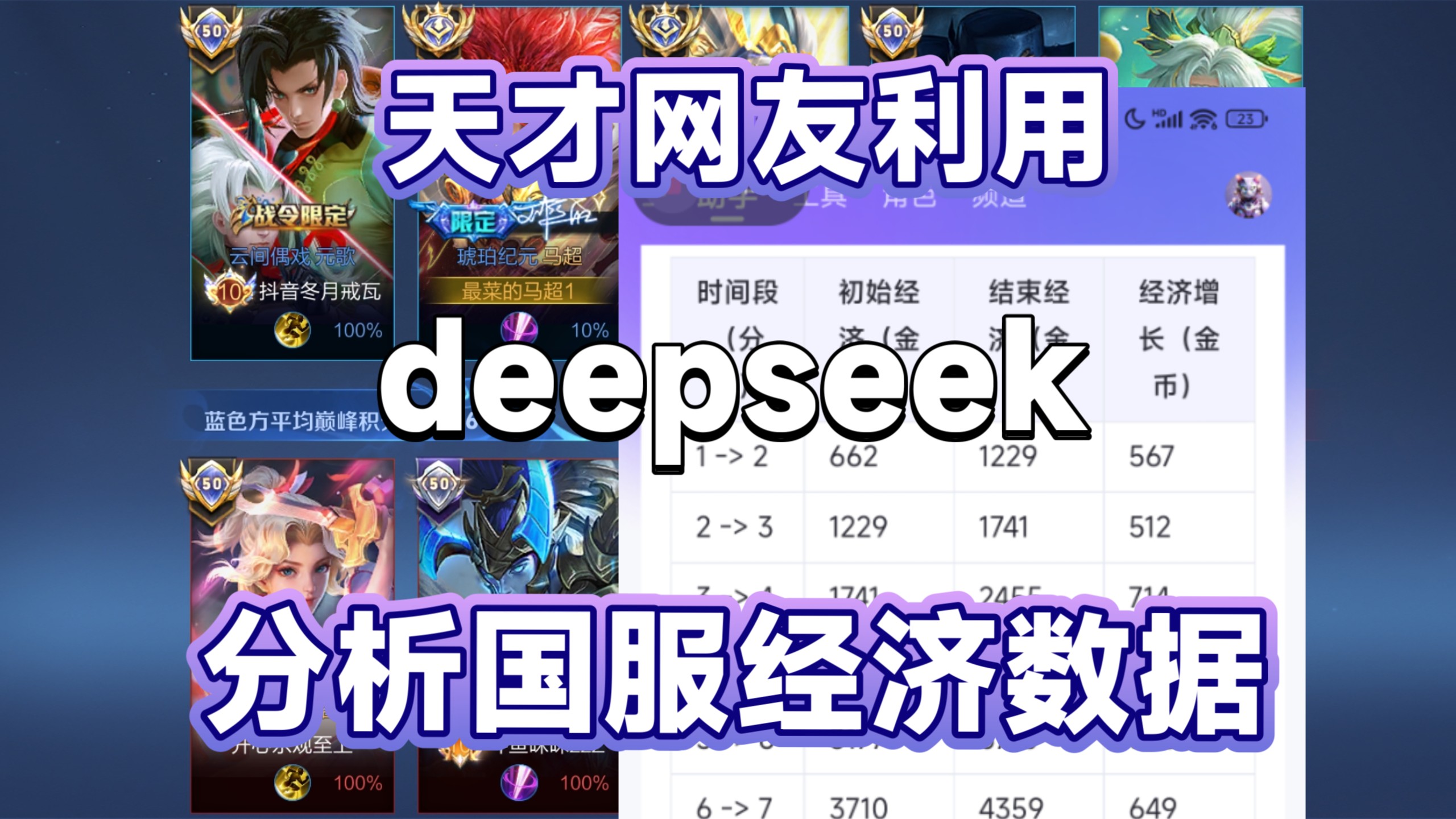 天才网友利用deepseek分析国服经济数据_手机游戏热门视频