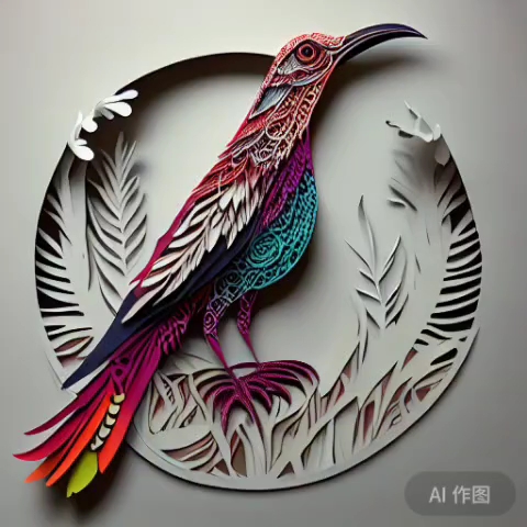 AI剪纸画风世界珍稀动物雕塑