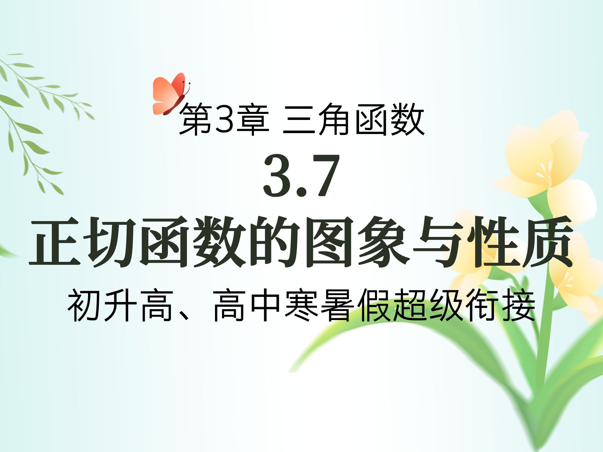 3.7ߔ�正切函数的图象与性质ߎ�第三章 三角函数;初升高、高中寒...