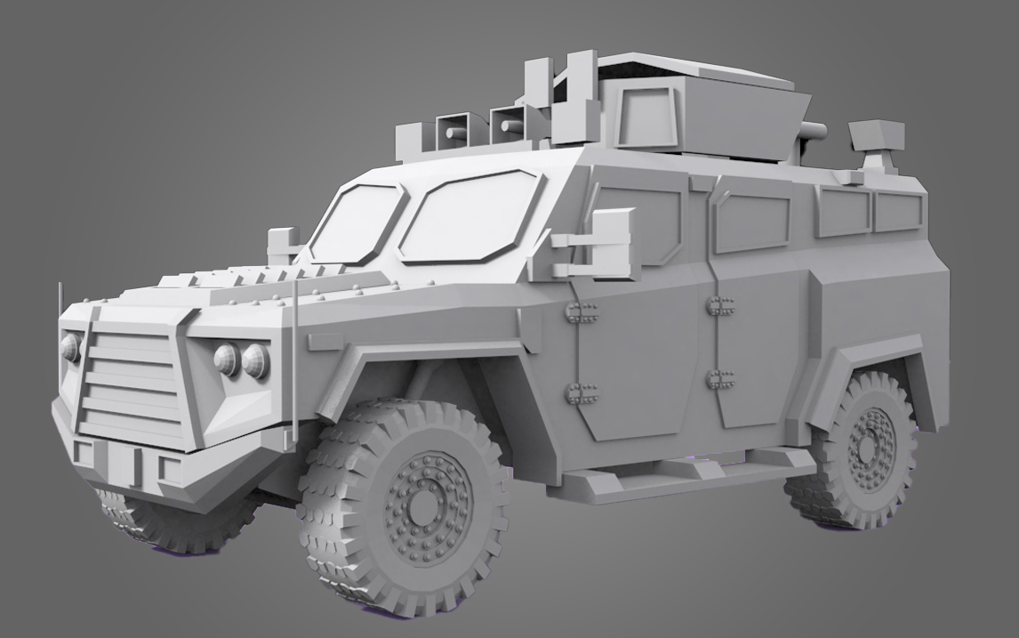 【3DMAX建模】装甲车模型制作,次世代场景建模教程