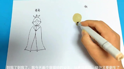 弟弟画的公主pk 我画的公主,创意简笔画,简笔画公主,女生简笔画