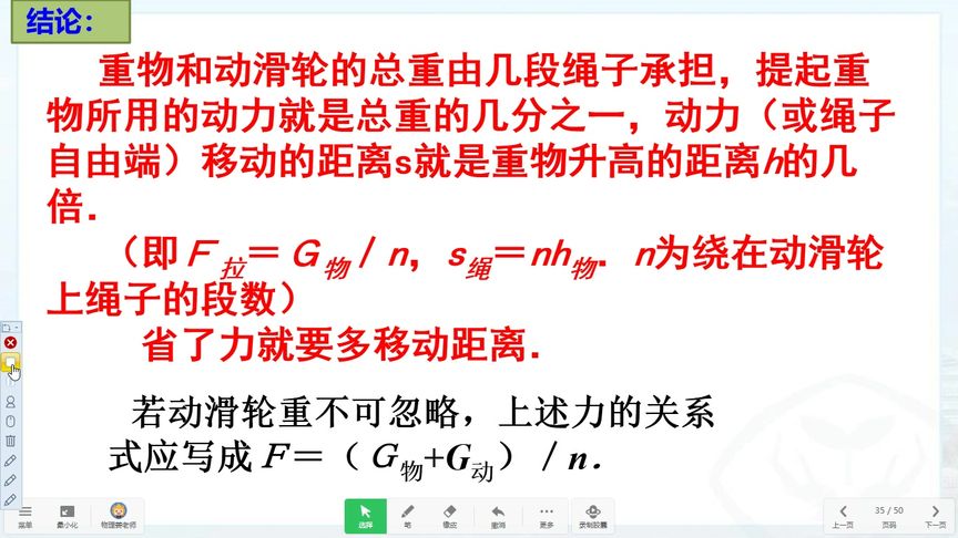 通过动滑轮的绳子可以省力,总结归纳出滑轮组省力的规律