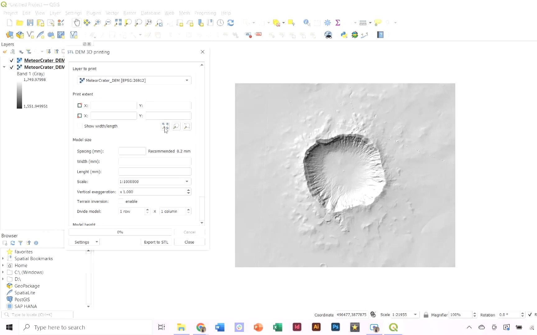 使用QGIS,DEMto3D插件, OpenTopography从DEM制作3D地形打印模型