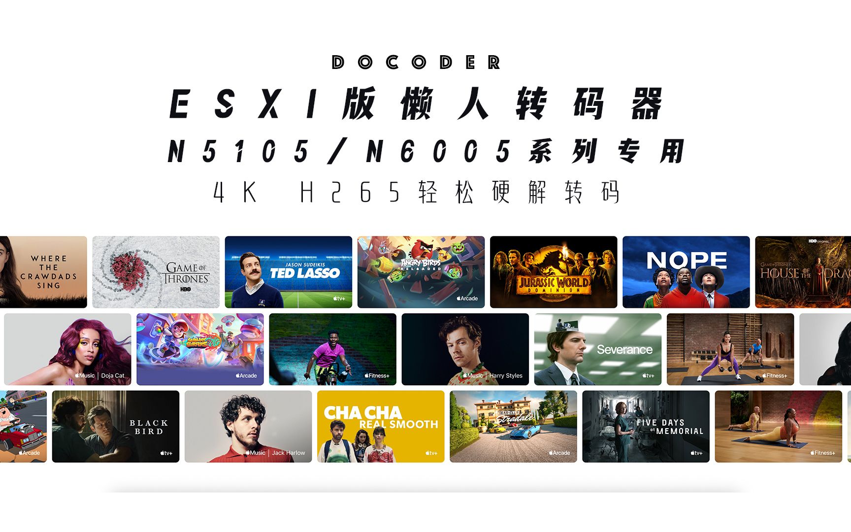 ESXI版懒人转码器,N5105/N6005系列专用,4K H265轻松硬解