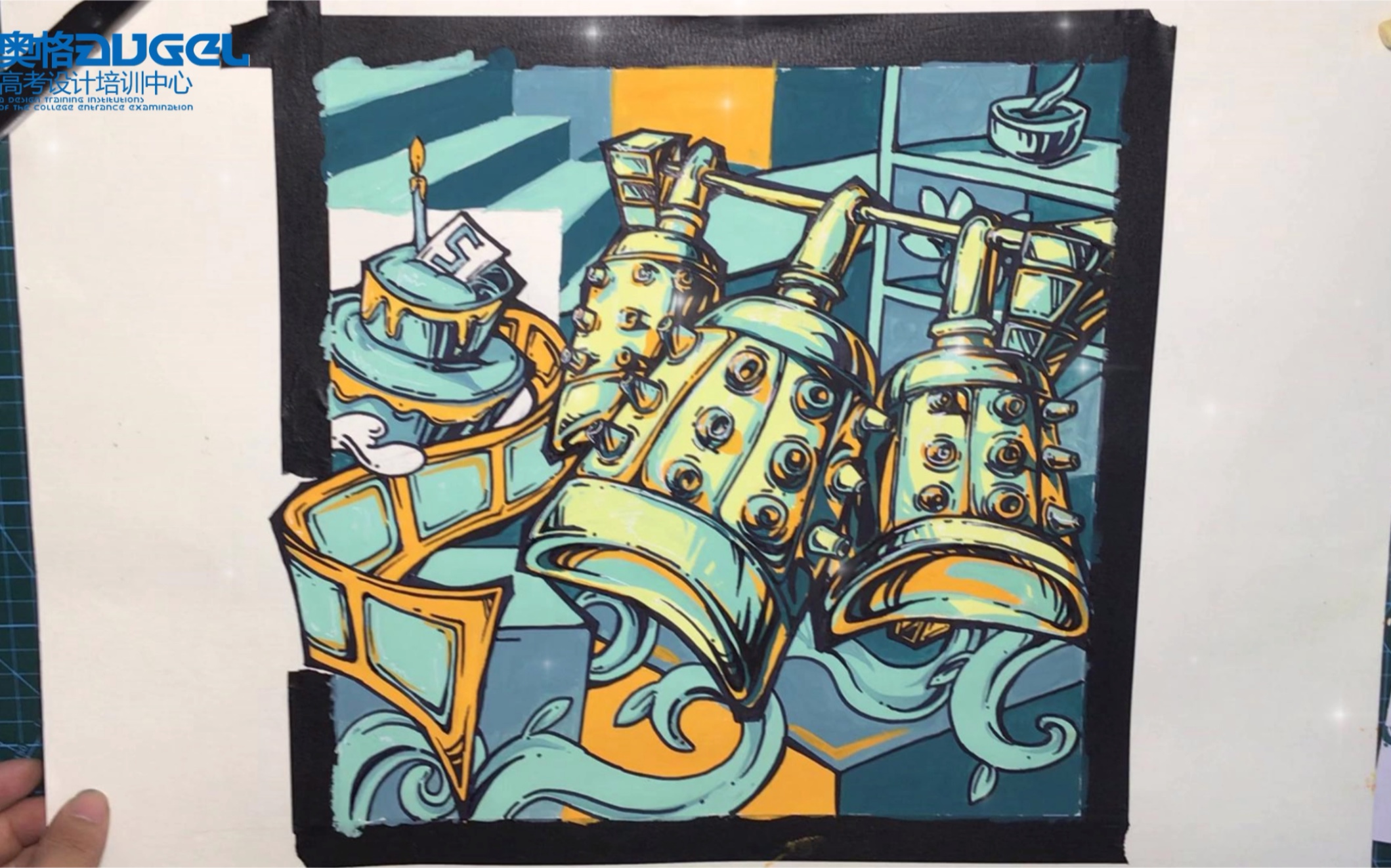 鲁迅美术学院线上·线下体系教学-模拟考题:《编钟》设计装饰画模板...