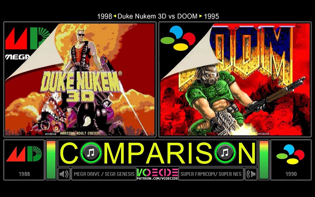 毁灭公爵3D vs 毁灭战士 | MD vs SFC | 并排音画对比