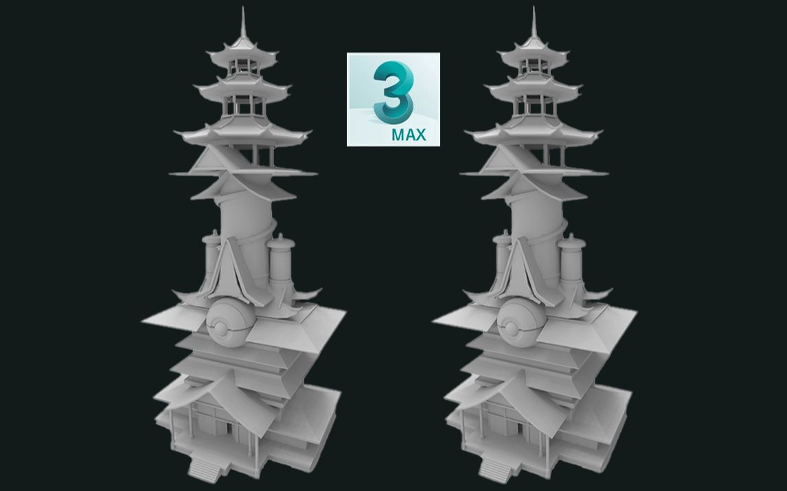 3dmax建模小练习,场景模型制作,新手入门案例练习