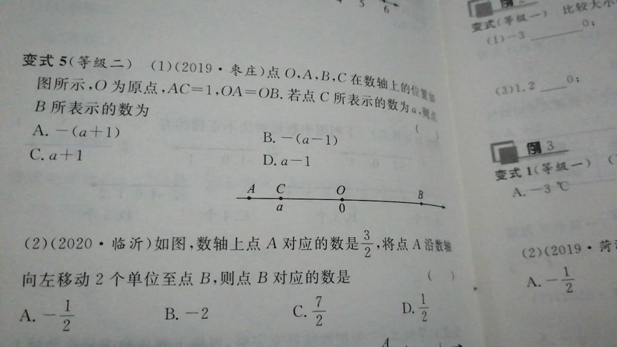 数轴上点的坐标(相反数)