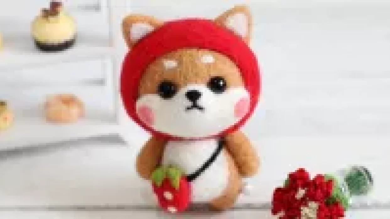 草莓柴犬 · 梧桐家羊毛毡 戳戳乐手工制作diy视频教程
