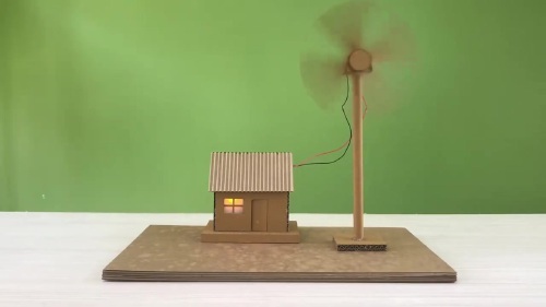 纸板房子的风力发电机工作模型制作方法