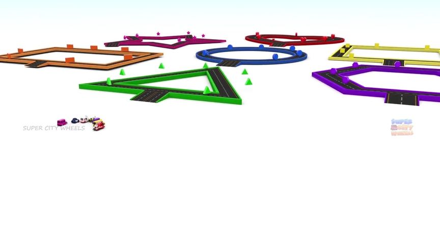 亲子早教益智动画 3D汽车几何图形赛道飞驰,学习形状和英语!