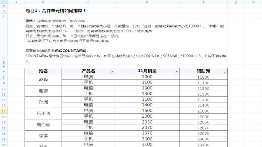 1分钟教你处理合并单元格的排序问题!