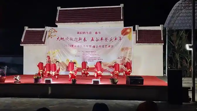 大年初一村里的文艺晚会,小时候没上过舞台老了有幸上台表演真好