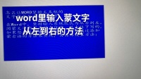 word里输入蒙文字,怎样才能从左到右的方向打字的方法