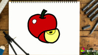 苹果画画教程 幼儿早教绘画 苹果简笔画