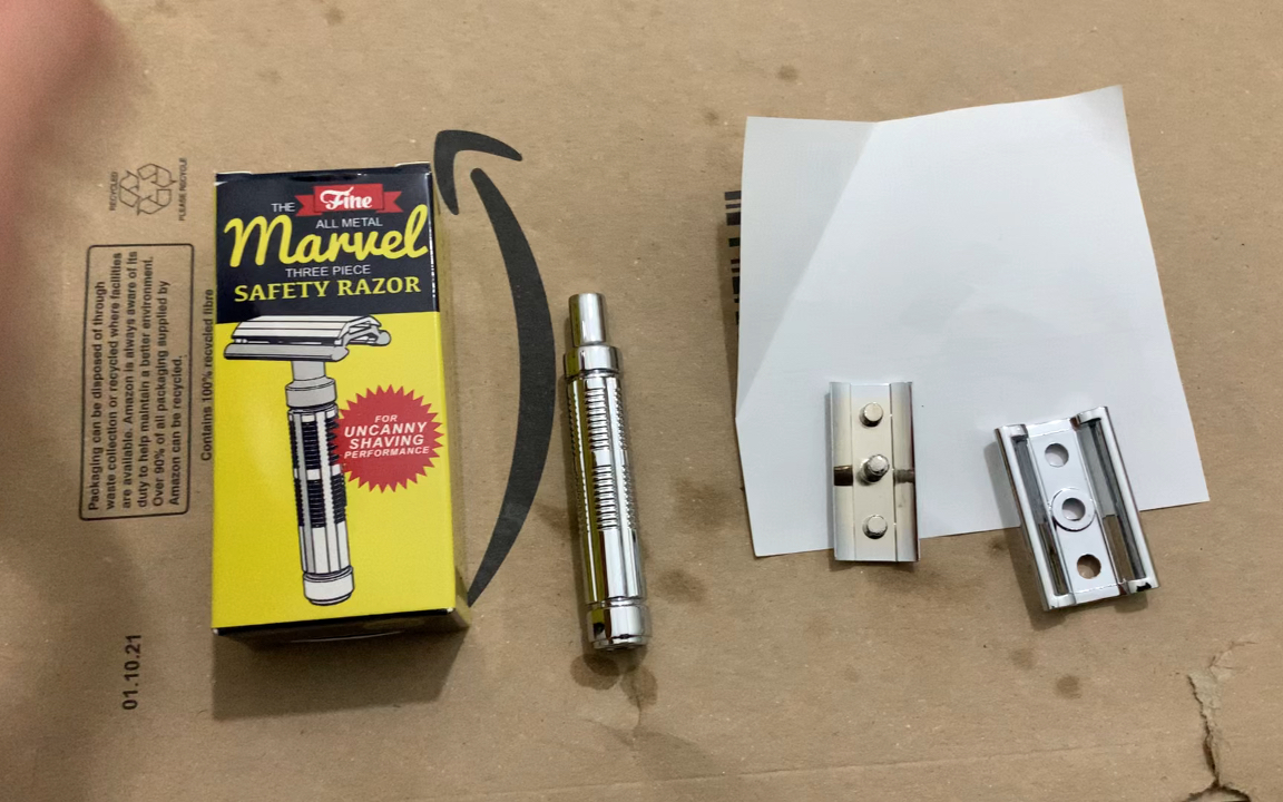 ...Marvel封闭式底板DE剃须刀架首次开箱并对比评测!游标卡尺测量到...