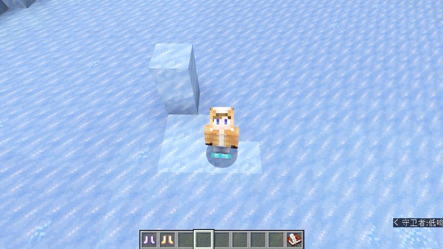 我的世界:穿99999级冰霜行者鞋去海洋行走,尝试冻住大海