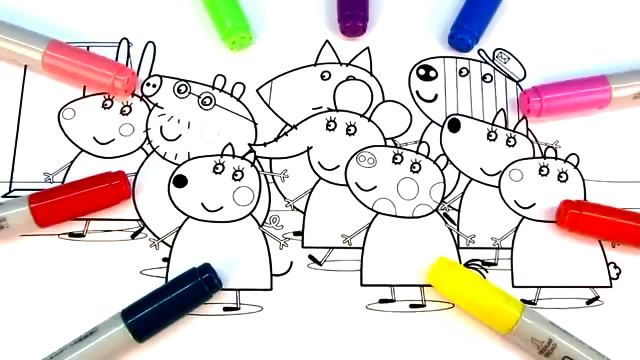 亲子简笔画:兔子小猪大象全家福