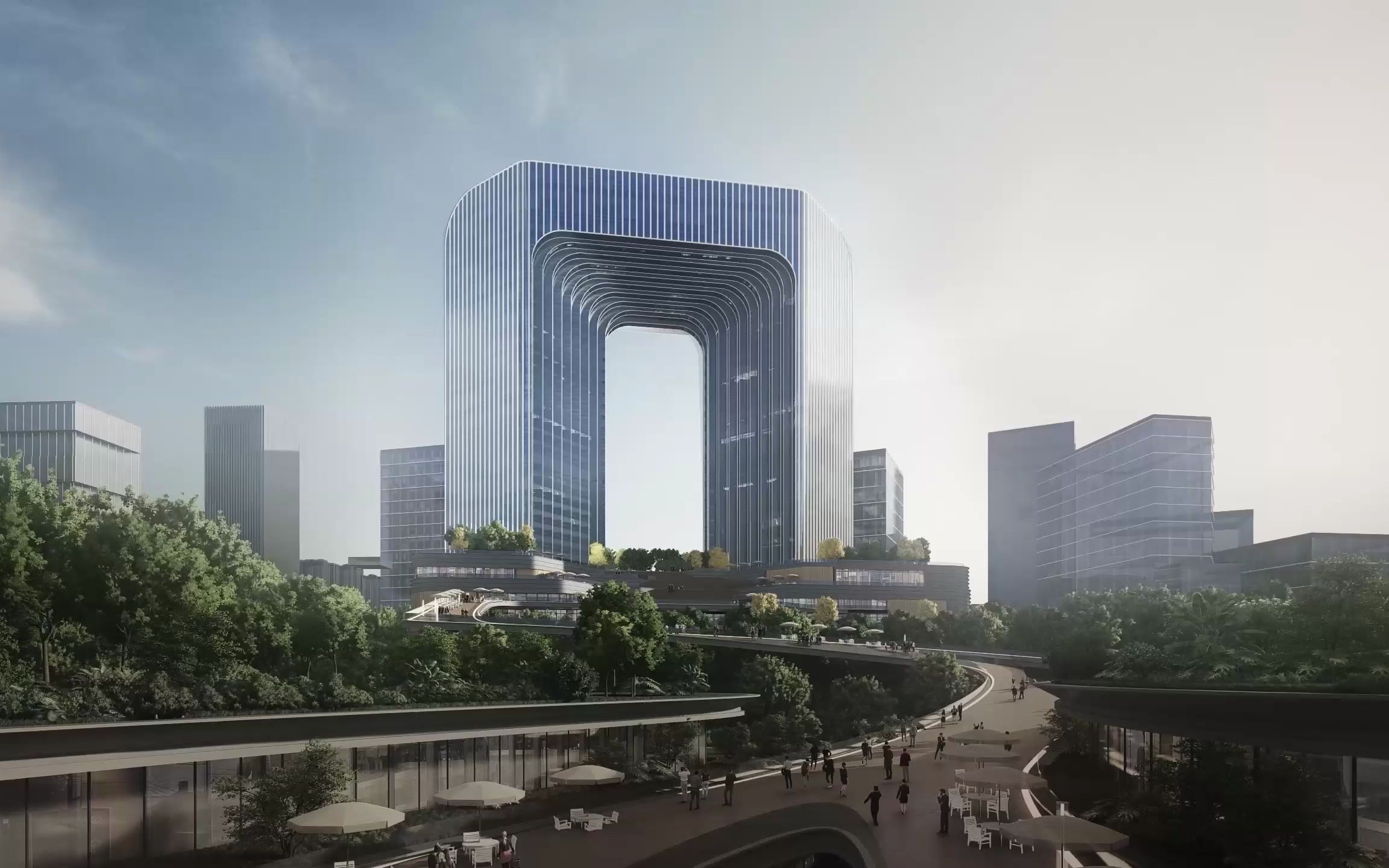 重庆寸滩邮轮母港站TOD项目国际竞赛第一名方案动画 / Aedas、BIAD...