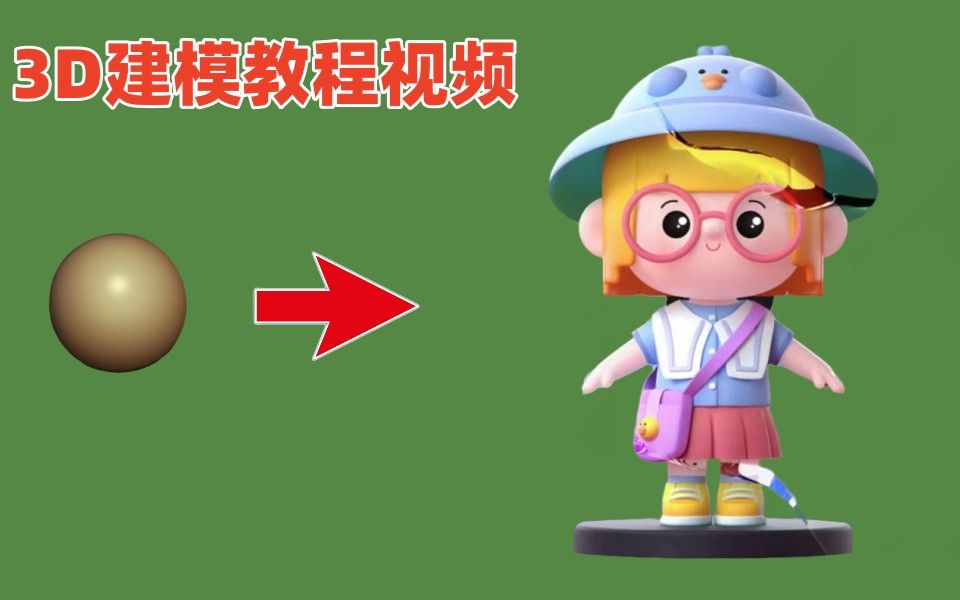 【zbrush教程视频】卡通IP建模技法与思路,这么可爱的眼镜女孩不来做...