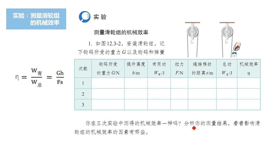 初中物理 八下 6.3.2测量滑轮组的机械效率