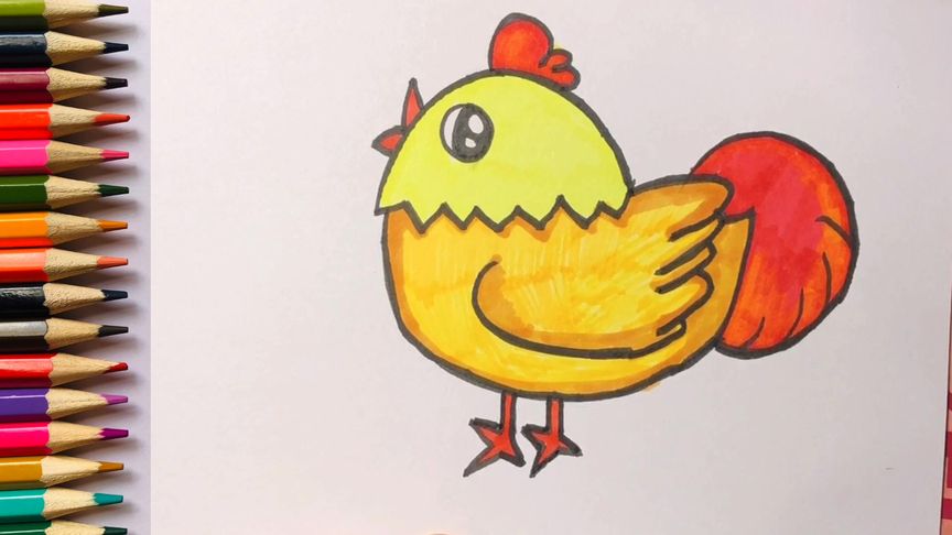 儿童益智美术绘画教程,母鸡简笔画,简单易学,一看就会哦
