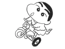 儿童绘画动画片《蜡笔小新》中的小新卡通简笔画教程