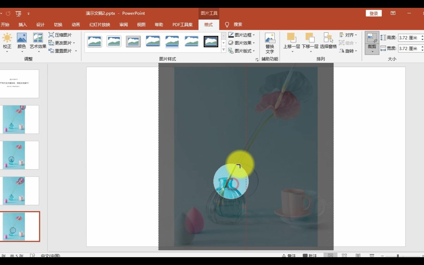 PPT高级实例：用PPT制作放大镜放大图片的效果！