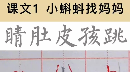#二年级语文上册 同步练字视频讲解课文1 小蝌蚪找妈妈生字:睛肚皮孩跳