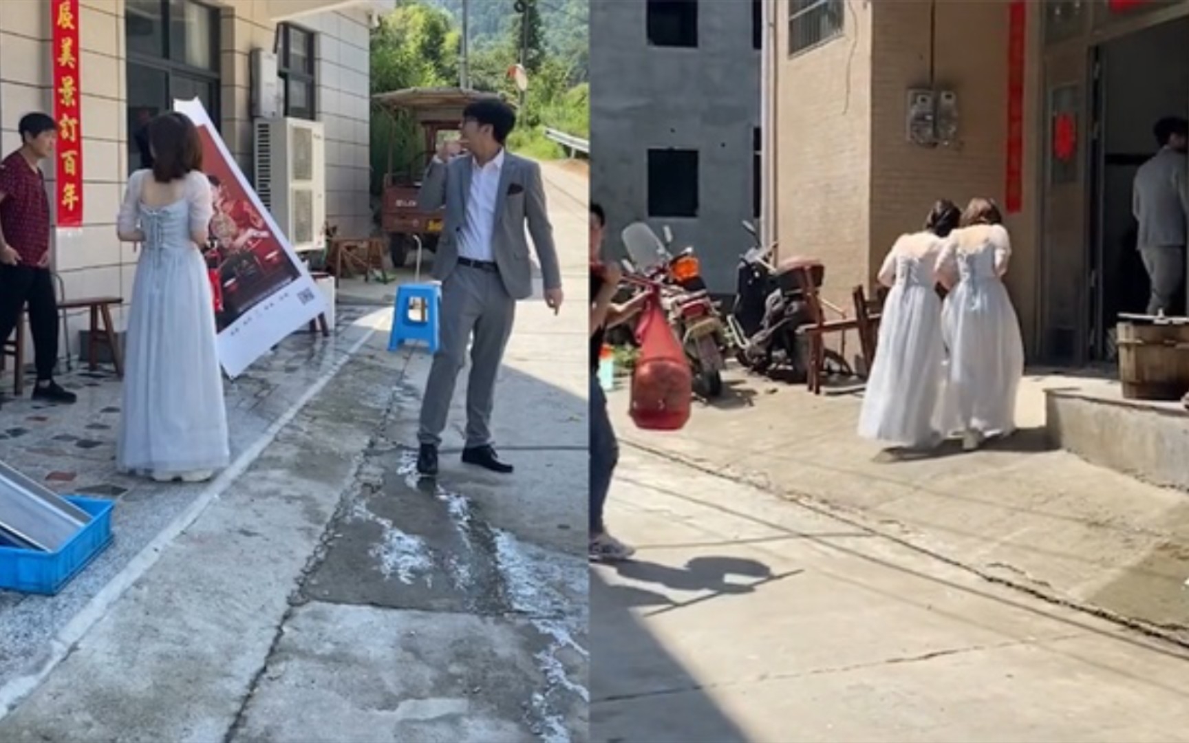 新人结婚两家住对门,新郎上门“一步”接亲让人羡慕:真正的门当户对