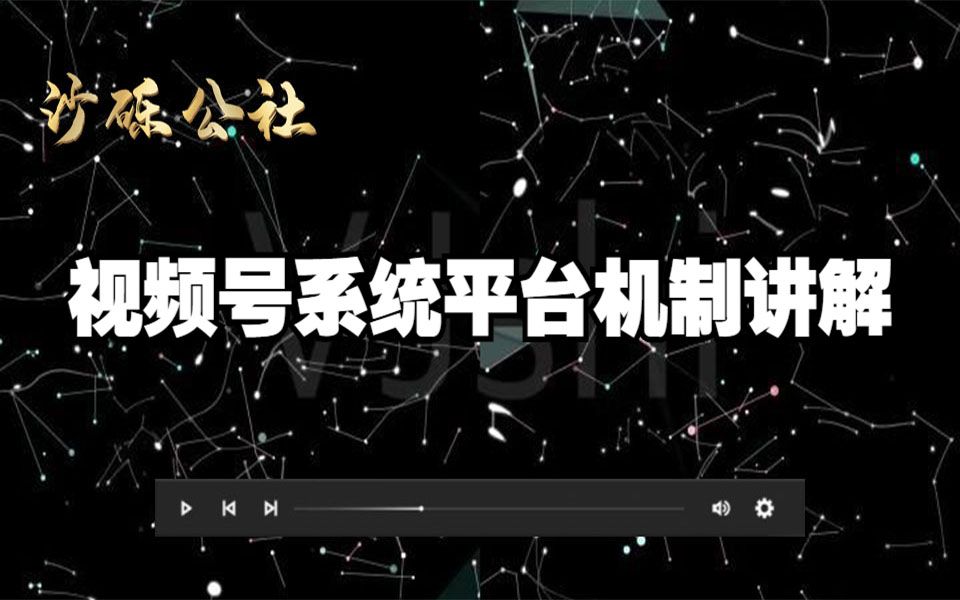 视频号运营技术分享,视频号系统平台机制讲解,小白怎么做视频号