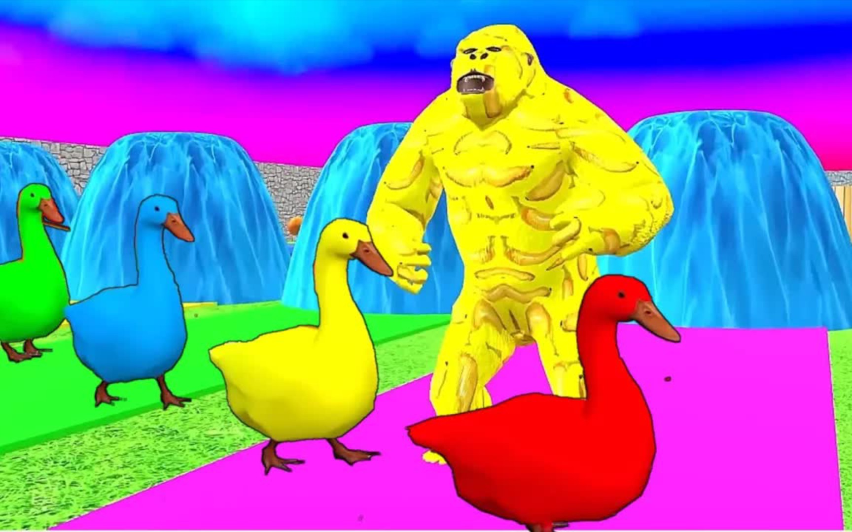 早教启蒙动画:神奇的魔法喷泉令野生动物大变身学习颜色启蒙