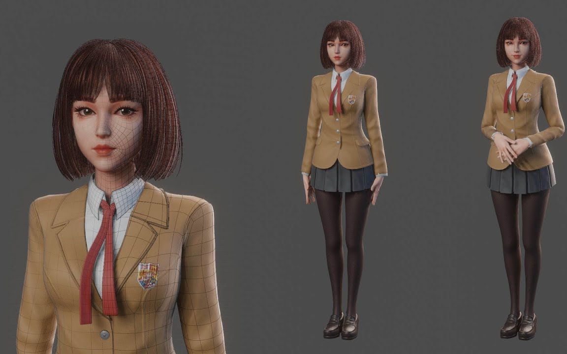 【Blender】-JK女孩制作全流程,20分钟教会你建模+绑定