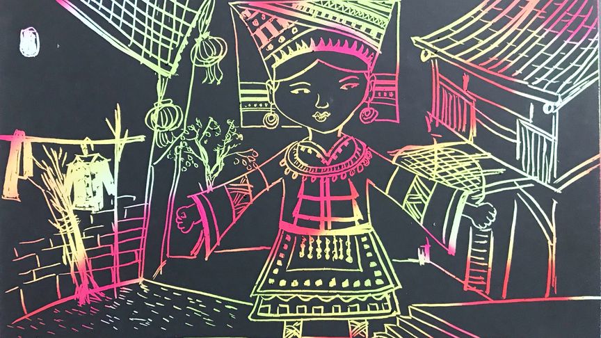 儿童美术绘画课程 刮画 刮刮画的画法