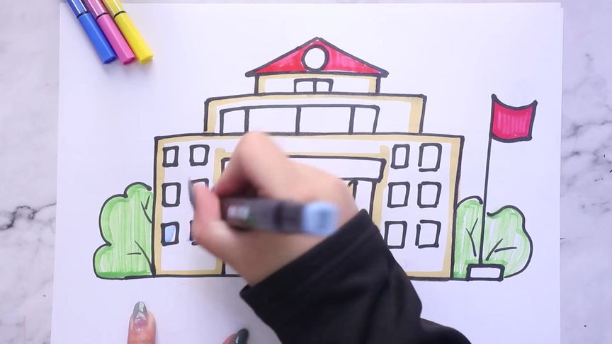 美丽的校园怎么画